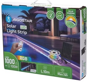 Aigostar - LED RGB Stmívatelný solární pásek LED/10W/3,2V 10 m IP65 + DO