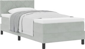 Postel s boxspringem s čelo Světle šedá 90 x 190 cm samet 3339206