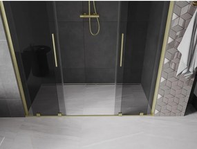 Mexen Velar L Duo, posuvné sprchové dveře do otvoru 200 cm, 8mm šedé sklo, zlatá matná, 871-200-003-42-55