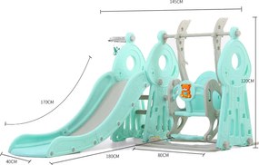 Dětská skluzavka s houpačkou a košem 4v1 inSPORTline Swingslide zelená