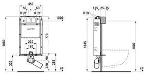 Laufen Set modulu pro zazdění, tlačítka a závěsného WC Rimless se sedátkem, bílá