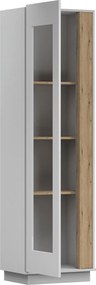 IDZ Vitrínová skříň GREY 1D 02, 58 cm Bílá/Dub Artisan