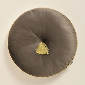 Room99 Dekorační polštář Kulatý s třásní Allure 45 cm Velvet Barva: Hnědá