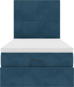 Osmanský rám postele s matracemi tmavě modrá 90x200cm samet 3313377