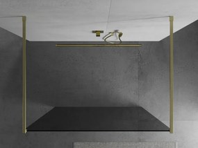 Mexen Kioto, sprchová zástěna Walk-In 140 x 200 cm, 8mm šedé sklo, zlatý matný profil, 800-140-002-55-40