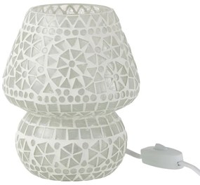 Bílá skleněná stolní lampička Mosaic - Ø14*17cm/ E14/ 40W