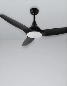 NV 5267302 Stropní ventilátor se světlem SAMOA tělo z oceli matná černá a sklo 3ABS černé listy LED 18W 3000K - NOVA LUCE
