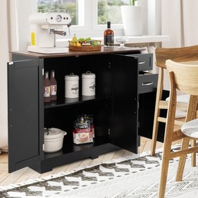Costway Příborník s pracovní deskou, dvířky a zásuvkami a nastavitelnými – černý