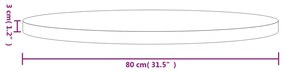 Stolní deska kulatá černá Ø 80 x 3 cm masivní borové dřevo - Default Title