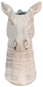 Šedý cementový květináč v designu hlavy zebry – 21x13x26 cm
