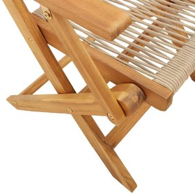 3dílný bistro set béžový polypropylen a masivní dřevo 3281795