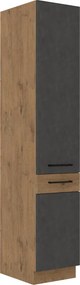 Vysoká skříňka, šedá matná / dub lancelot, VEGA 40 DK-210 2F
