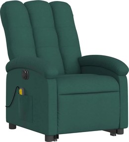 Elektrické zvedací masážní polohovací křeslo zelené textil 3204134