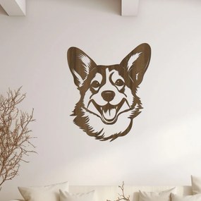 dřevo života Dřevěná dekorace na stěnu psa Corgi hlava Zvolte rozměr (cm): 34x40, Zvolte barvu dekoru: Ořech