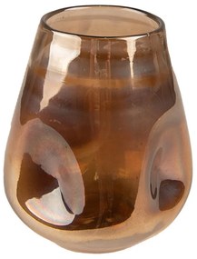 Hnědá ručně foukaná skleněná váza – 10x12 cm