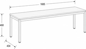 Lavice FRAME, černá podnož, 1685 x 404 x 468 mm, šedá