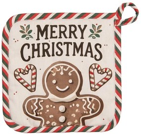 Béžová bavlněná chňapka podložka s perníčky Gingerbread Magic - 20*20 cm