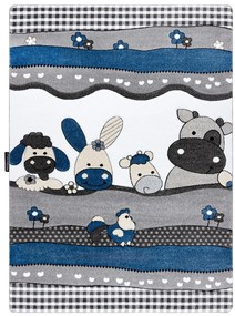 Dywany Łuszczów Dětský kusový koberec Petit Farm animals blue - 140x190 cm