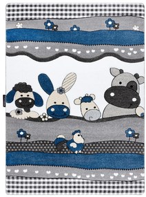 Dywany Łuszczów, Dětský kusový koberec Petit Farm animals blue, 140x190, modrá, dětský pokoj