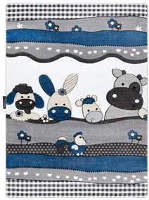 Dywany Łuszczów Dětský kusový koberec Petit Farm animals blue - 200x290 cm