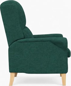 křeslo relaxační, odpočinkové, ušák, dřevo/textil, 101x95x75 cm, přírodní/tmavě zelená, Dekorino KR20260038