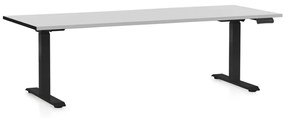 Výškově nastavitelný stůl OfficeTech D, 200 x 80 cm, černá podnož, světle šedá