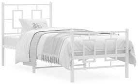 Kovový rám postele s hlavovým a nožním čelem bílý 80 x 200 cm