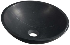 Sapho Blok - Umyvadlo na desku, průměr 40 cm, bez otvoru pro baterii, černý kámen 2401-35