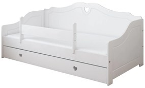 BabyBeds Dětská postel ZUZANA srdíčka Velikost postele: 160x80 cm, Barevné provedení: Bílá, Úložný prostor: Ne, bez úložného prostoru Bílá