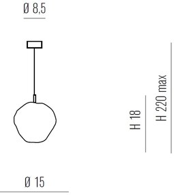 Metal Lux 274.515.01 Saxa, závěsé svítidlo z čirého skla, 1xG9, průměr 15cm