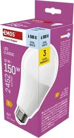 EMOS Classic A80 20W-150W E27 / LED žárovka / studená bílá / 2452 lm