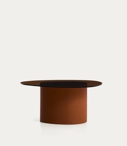 Hnědý konferenční stolek se skleněnou deskou 74x81,5 cm Olir – Kave Home