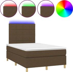 Box spring postel s matrací a LED tmavě hnědá 120x190 cm textil 3270249
