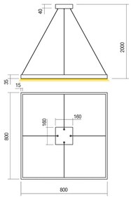 Redo 01-2905 závěsné LED svítidlo stmívatelné Febe pískově bílé, 50W, 3000K, 80cm