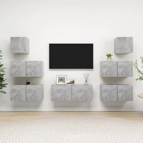 7dílný set TV skříněk betonově šedý kompozitní dřevo 3079132