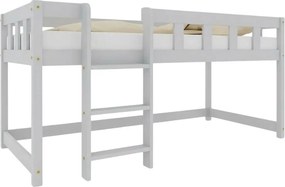 Benlemi Nízká vyvýšená postel PLOTTY s žebříkem 90x200 cm Zvolte barvu: Světle šedá, Zvolte stranu: Vlevo, Zvolte variantu: Se závěsem