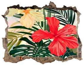 Wallmuralia 3D díra nálepka Hawajské květiny 95x64 cm