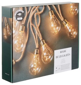 Butlers BULB LIGHTS Světelný řetěz s USB žárovky 10 světel - přírodní