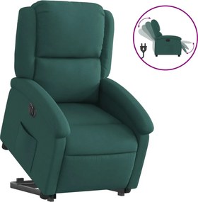 Elektrické zvedací polohovací křeslo tmavě zelené textil 3204194