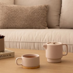 Konvice čajová s šálkem NATURAL, 800 ml, světle růžová