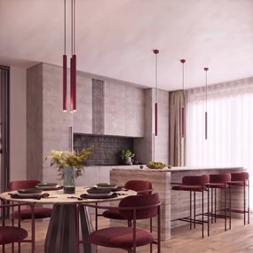 Sollux Lighting Závěsné svítidlo ARCHE 3P bordó
