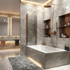 Rea Agat, 2-křídlová skládací vanová zástěna 80x140 cm, měděná matná, REA-W5696