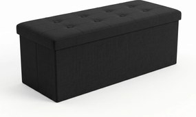 Puf s úložným prostorem obdélníkový, skládací, 110 × 38 × 38 cm, černý