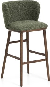 Tmavě zelená čalouněná barová židle (výška sedáku 75 cm) Ciselia – Kave Home