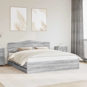 Rám postele s čelo Šedá Sonoma 200 x 200 cm Inženýrské dřevo 3412975