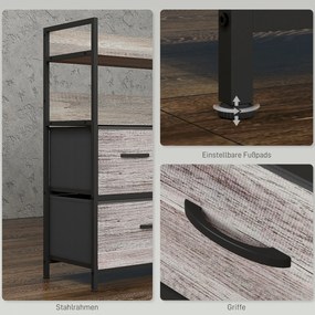 HOMCOM Komoda se 5 textilními zásuvkami, úložná skříň, prádelník se 2 policemi, ocelová konstrukce, industriální design pro obývací pokoj, ložnici - …