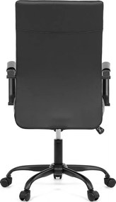 Autronic Kancelářská židle, černá ekokůže, houpací mech, kolečka pro tvrdé podlahy, černý kov KA-V306 BK
