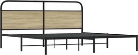 Kovový rám postele bez matrace dub sonoma 200 x 200 cm 3318646