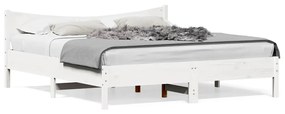 Rám postele s čelem bílý 180 x 200 cm masivní borovice