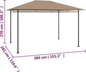 Altán 384x281x270 cm taupe 180 g/m² 313922
